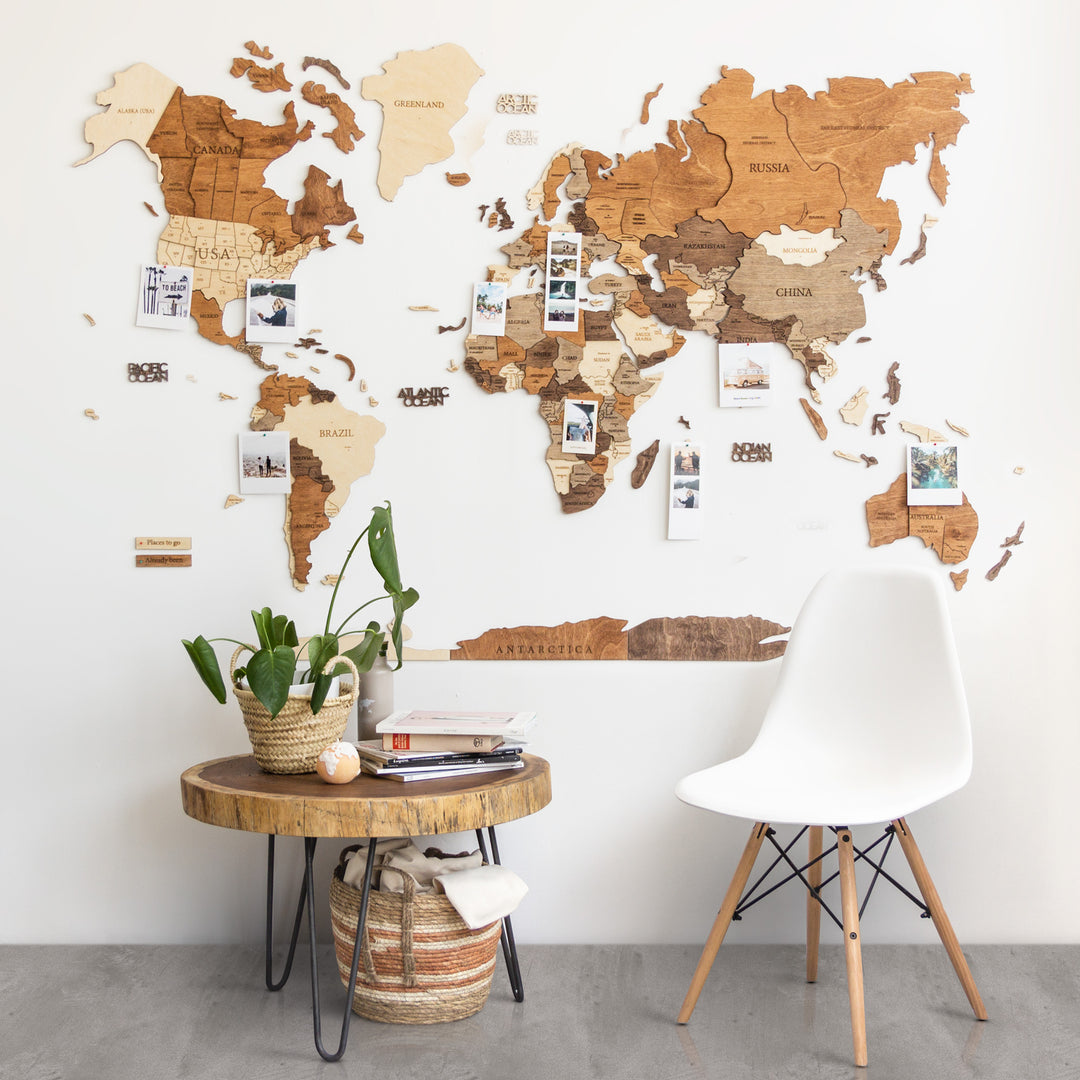 Mapas del mundo en madera para decoración. | Misswood